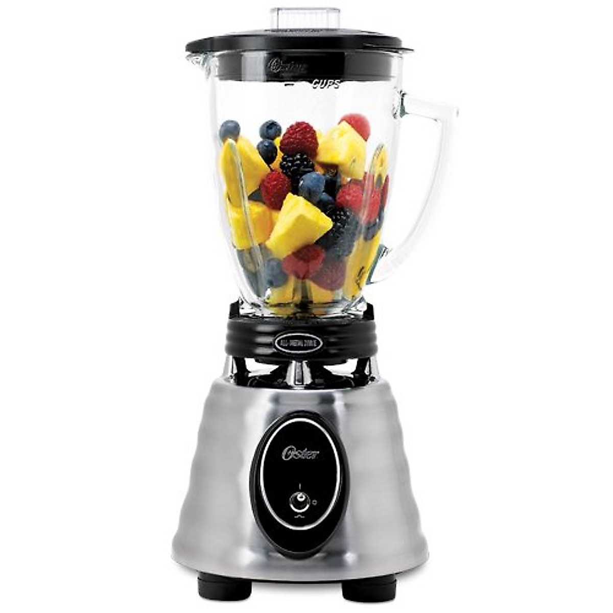 Oster BPCT02-BA0-000 6-Cup Glass Jar 2-Speed Toggle Beehive Blender, Brushed Stainless & Blender 6-Cup Glass Jar, Lid, Black and clear