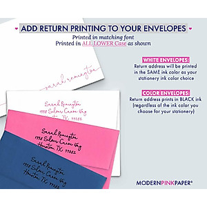 Elegant Personalized Stationery for Women, Personalized FLAT OR FOLDED Note Cards with Envelopes, Script Style, Your Choice of Colors and Quantity