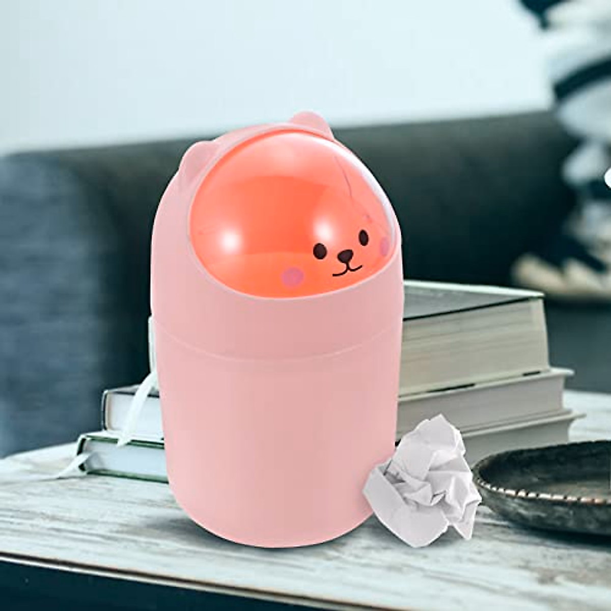Cabilock Slim Desk Slim Desk Desktop Mini Trash Can with Lid Wastebasket Small Tabletop Paper Garbage Rubbish Bin with Lids Countertop Trash Container for Home Office Car Trash Cans Car Trash Cans