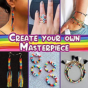 Goody King Bracelet Making Kit Friendship Bracelet Kit Jewelry Making Beads - 5000+pcs Bead Craft Kit Set, Glass Pony Seed Letter Alphabet DIY Art and Craft - Gift for Her Women Kid Age 6 7 8 9 (4mm)