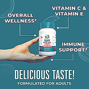 MaryRuth's Hair Skin and Nail Vitamins | USDA Organic | Biotin Gummies with Vitamin C & Vitamin E | Hair Growth Vitamins | Skin Care | Nail Growth | Hair Skin and Nails Gummies for Ages 14+ | 60 Count