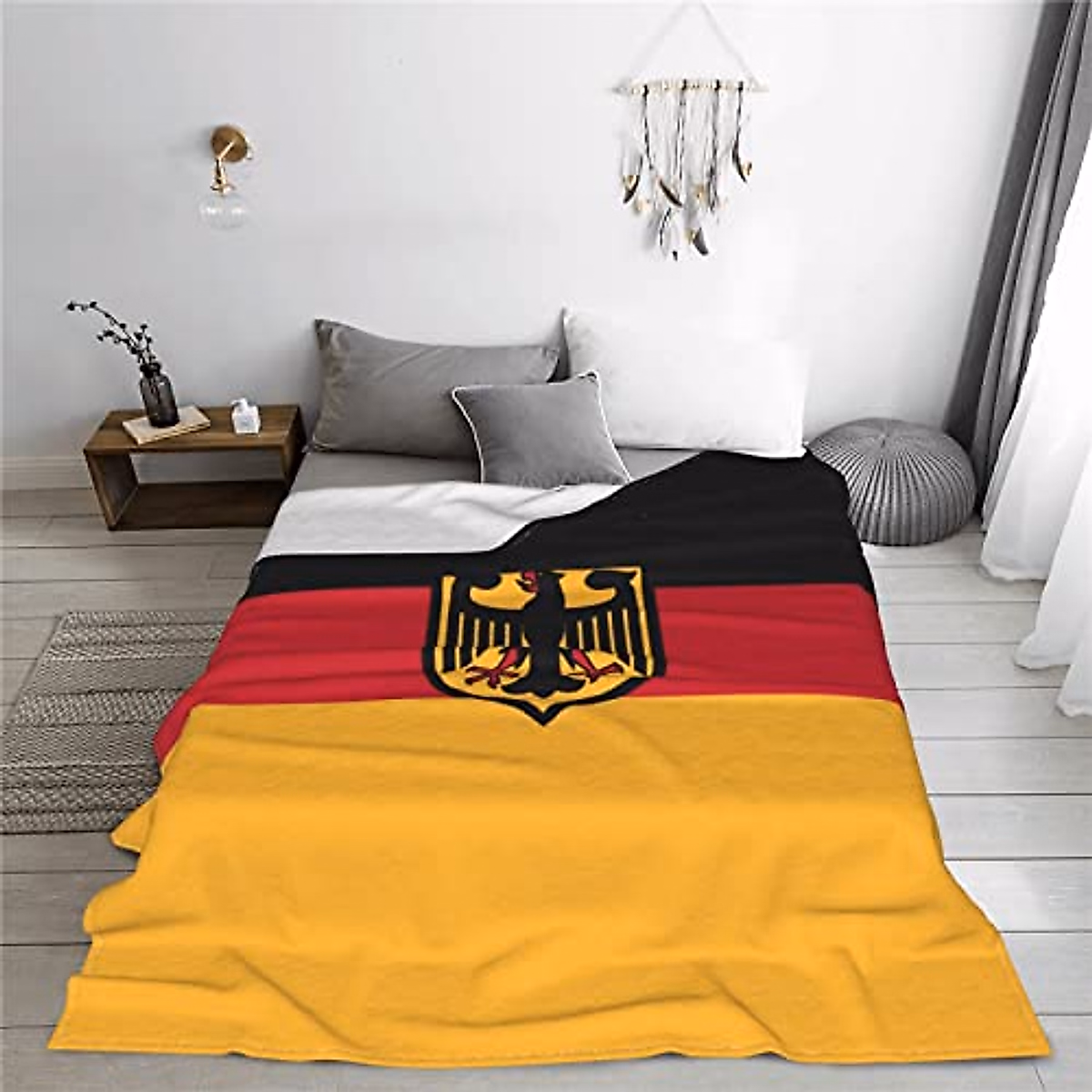 Cute German Flag Blanket Soft Flannel Throw Blanket Lightweight Cozy Warm Germany Blanket for Couch Bed Living Room Sofa 50"X40"