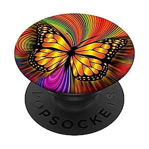 Cell Phone Button Pop Out Holder for Hand Butterfly Rainbow PopSockets PopGrip: Swappable Grip for Phones & Tablets