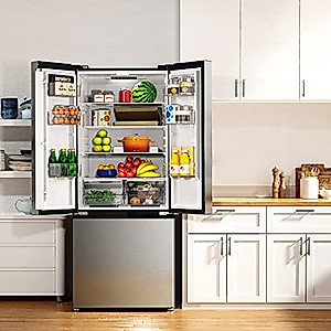 Galanz GLR16FS2D08 3 French Door Refrigerator with Bottom Freezer & Adjustable Thermostat, 16 Cu Ft, Stainless Steel