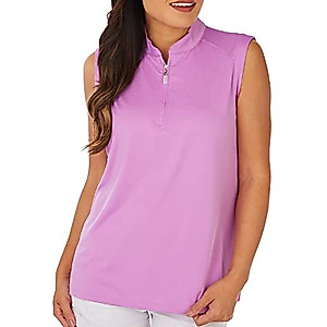 Coral Bay Golf Womens 1/4 Zip Band Sleeveless Polo Top Large Purple