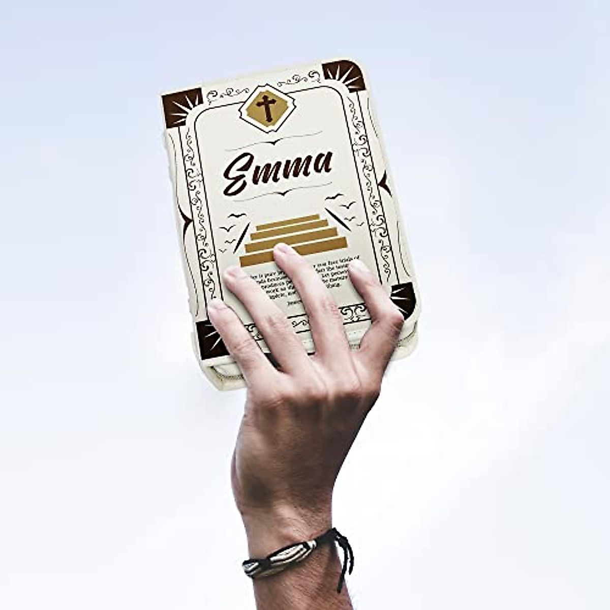 10x7 Inch Personalized Bible Cover – Create Your Own Design, Custom Bible Cover and Carrying Case with Handle – Leatherette Book Covers and Bible Case for Women - White (Design 2)