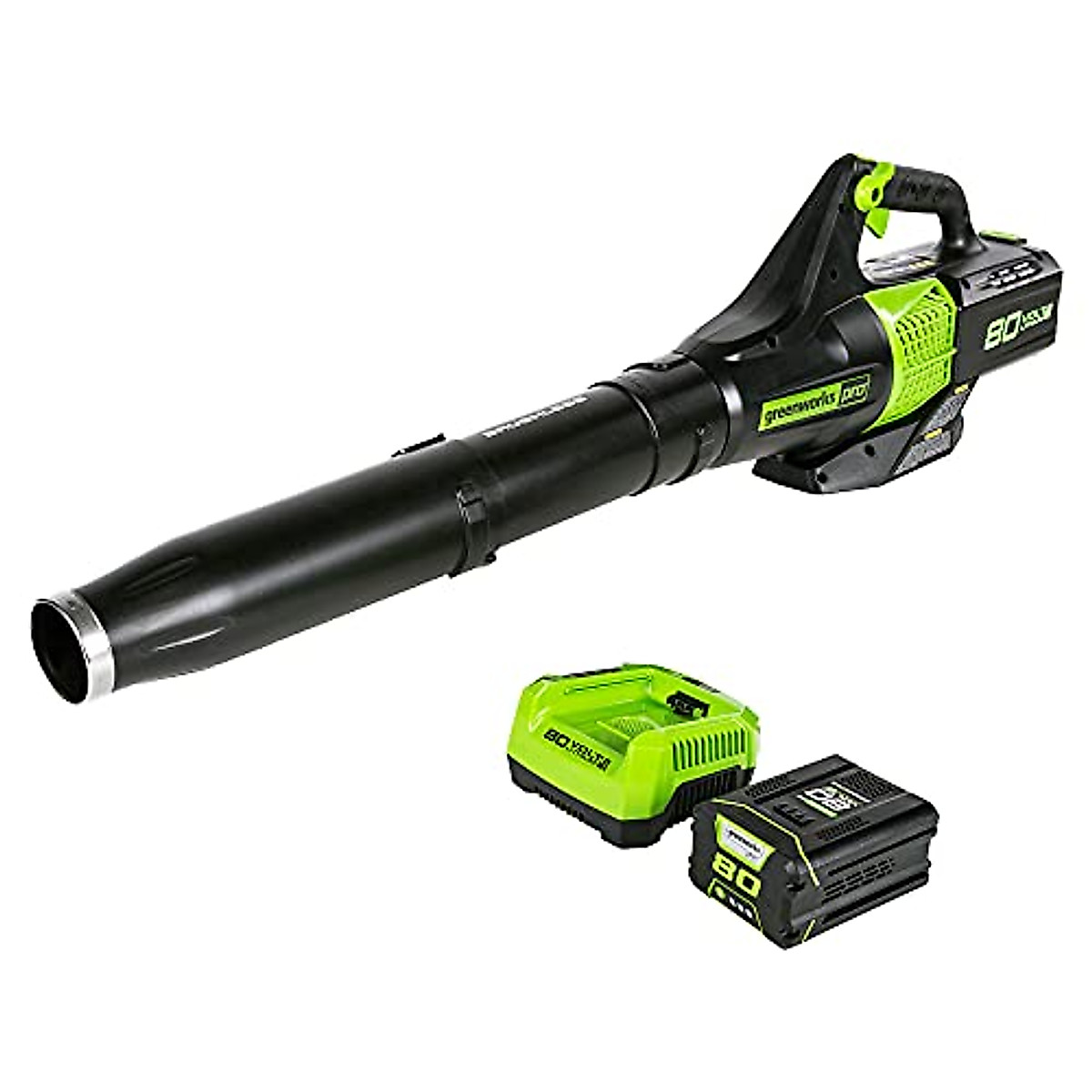 Greenworks Pro 80V (145 MPH / 580 CFM) Brushless Cordless Axial Leaf Blower, 2.5Ah Battery and Charger Included BL80L2510