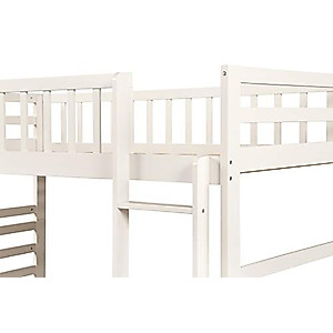 MERITLINE Twin Over Twin Bunk Bed for Kids,Detachable Wood Twin Bunk Bed Frame with Trundle,White