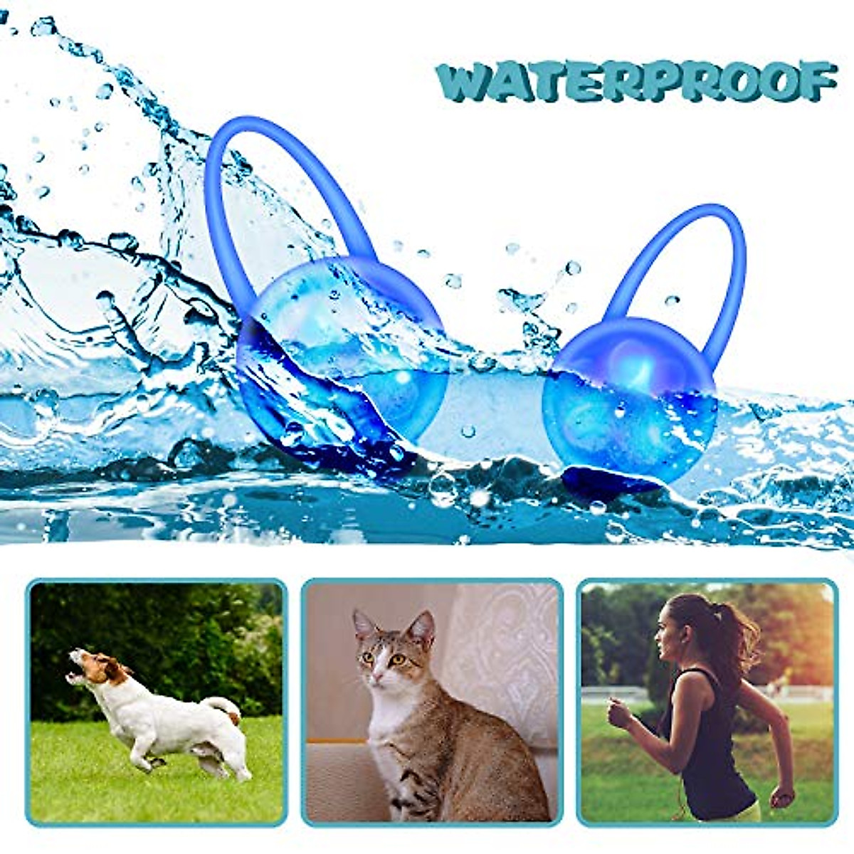 8 Pieces Dog Collar Light Waterproof Silicon Dog Collar Light LED Night Pet Strobe Harness Leash Necklace Lights for Walking Camping Warning Reflective Gear Accessories