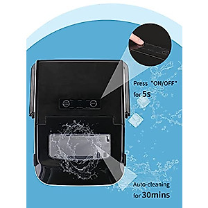Ice Makers Countertop, 26lbs in 24 Hours, 9 Ice Cubes Ready in 7 Mins, Self-Cleaning Electric Ice Making Machine with Ice Scoop and Basket, L&S Bullet Sizes for Home Party Office Bar Camping