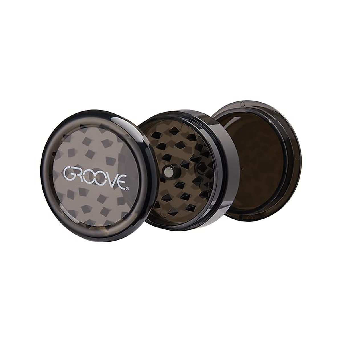 GROOVE Premium Herb Grinder - 2-Piece Acrylic Herb Grinder with Integrated Storage Compartment and Magnetic Closure – Ultra-Sharp Teeth for Smooth Grinding – BPA-Free (Black)