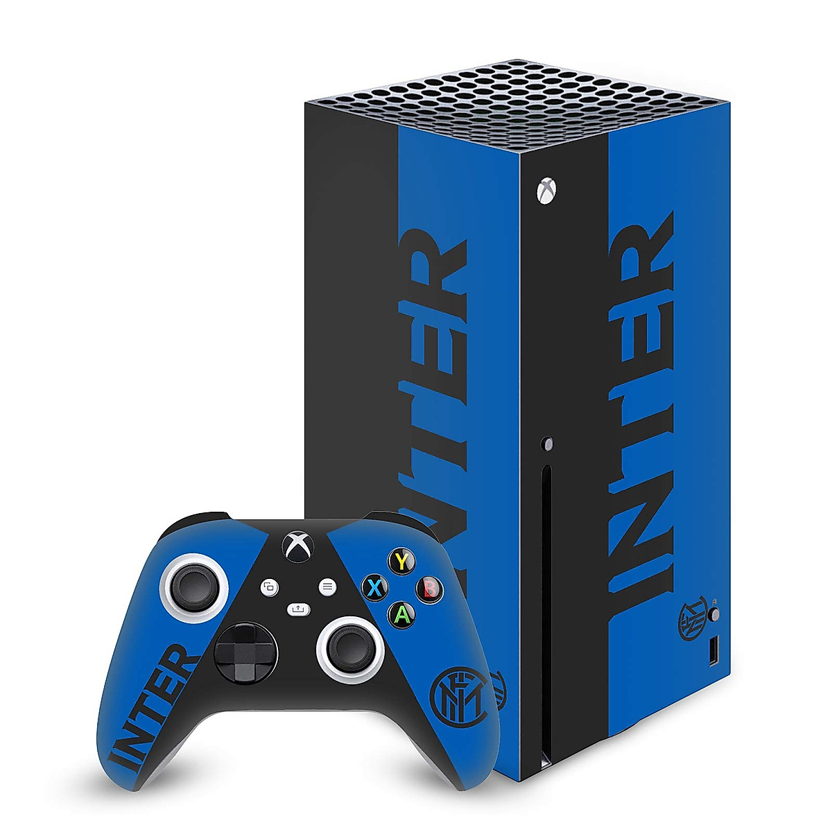 Head Case Designs Officially Licensed Inter Milan Blue and Black Full Logo Vinyl Sticker Gaming Skin Decal Cover Compatible With Xbox Series X Console and Controller Bundle