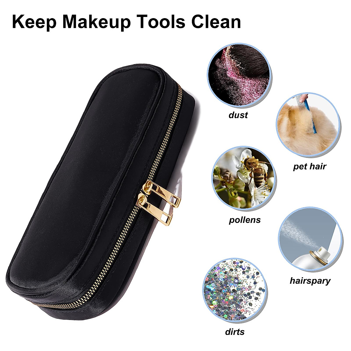 Professional Cosmetic Case-Makeup Brush Holder Organizer-Travelling Makeup Artist Case with Zipper-Waterproof Material & Multi functional Cosmetic Bag Makeup Handbag for Travel &Home Gift (Black)