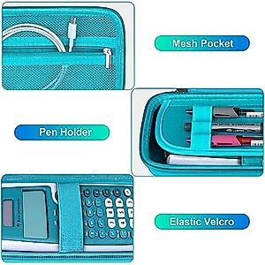 BOVKE Carrying Case for Texas Instruments TI-30XS Multiview/TI-34 Multiview/TI-36X Pro Scientific Calculator, Extra Mesh Pocket for USB Cables Pens Other School Supplies, Green