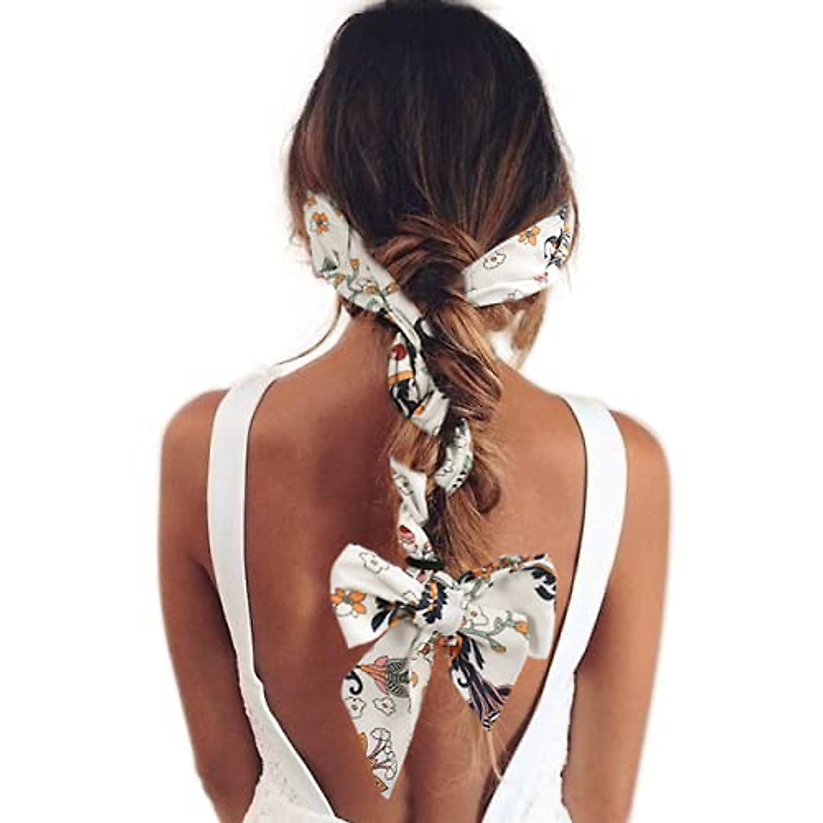 AWAYTR Long Head Wraps Bands - Twist Knotted Headbands for Women Thick Hair 3PCS Chiffon Criss Cross Non Slip Head Wraps (navy red white)