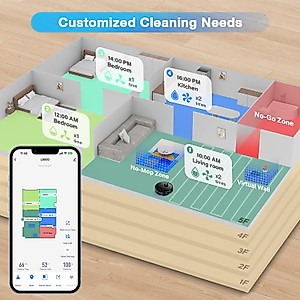 Tikom Robot Vacuum and Mop Combo with LiDAR Navigation, L9000 Robotic Vacuum Cleaner with 4000Pa Suction,150Min Max, 14 No-Go Zones, Smart Mapping, Good for Pet Hair, Carpet, Hard Floor(Dark Black)