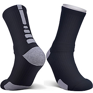 JHM Thick Protective Sport Cushion Elite Basketball Compression Athletic Socks, 5 Pairs #5, Shoe Sizes 6-13
