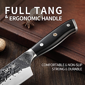 XCHIEF PRO Chef Knife Set, Hand Forged Meat Boning Carving Cleaver Butcher Knife, High Carbon Steel Japan Nakiri Santoku Knife Set with Accessories for Kitchen, BBQ Camping Knives Set with Bag