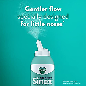 Vicks Sinex, Children's Saline Nasal Spray, Drug Free Ultra Fine Mist with Hint of Aloe, Ages 1+, Fast Everyday Stuffy Nose Relief for Kids, Clear Mucus from a Cold or Allergy, 5 OZ x 2