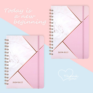 2024-2025 Planner - July 2024 - June 2025, Planner 2024-2025, 6.3" x 8.4", 2024-2025 Weekly and Monthly Planner with Marked Tabs - Pink Marble