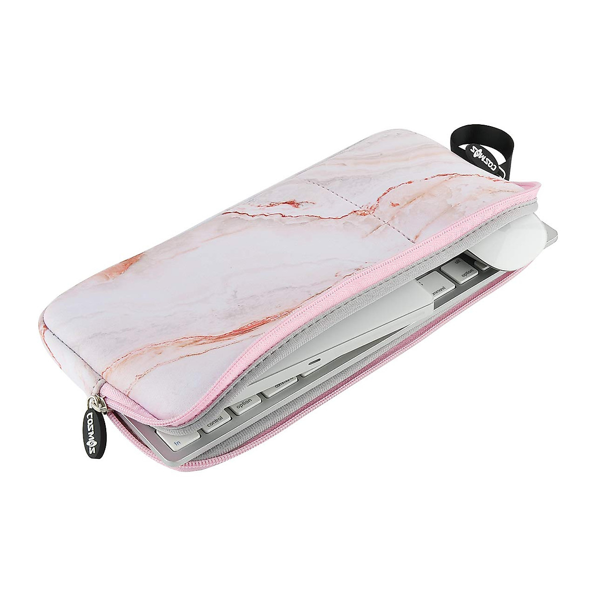 CM Neoprene Carrying Keyboard Sleeve Case Bag Protection Pouch Compatible with Magic Keyboard 1 & 2, Wireless Keyboard, Magic Mouse, Magic Trackpad and Wireless Trackpad (Pink Marble Pattern)
