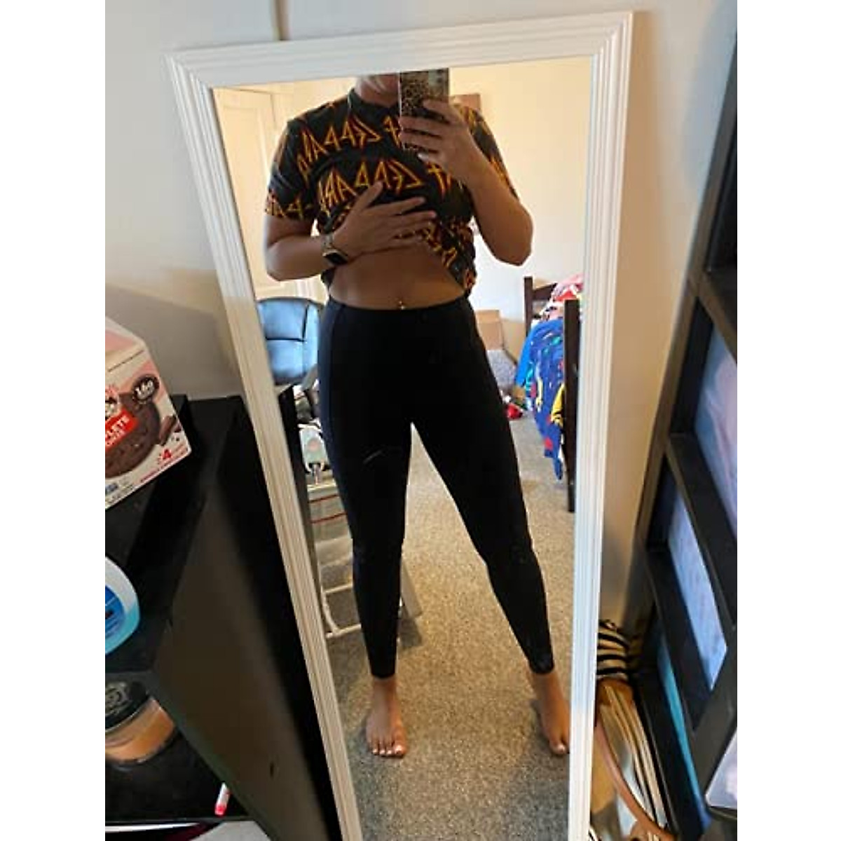 Houmous Women's 4 Out Pockets Buttery Soft High Waisted Full-Length Yoga Pants(Black,L)