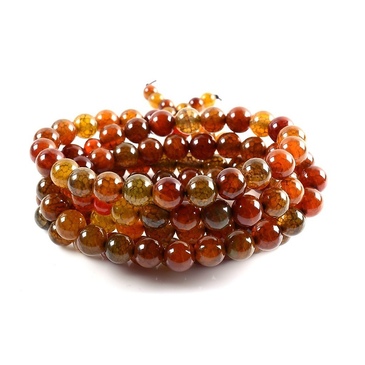 Amandastone Handmade Semi Precious Stone Dragon Agate 108pcs Prayer Beads Bracelet