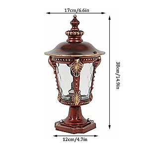 CZLZY European Style Aluminum E27 Pillar Lamp Outdoor Post Light Fixtures Patio Garden Waterproof Column Light Glass Lampshade Villa Wall Base Landscape Light Lawn Light