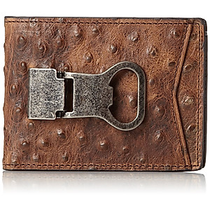 Nocona Belt Co. Double Bifold Money Clip Ostrich, Brown