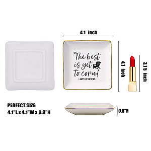 the Best is Yet to Come -Happy Retirement Gifts for Women –Ceramic Jewelry Holder Ring Dish Trinket Tray –Retirement Appreciation Gift -Gift for Mom Boss Co-workers, Teachers,Nurse,Friends,Wife,Sister