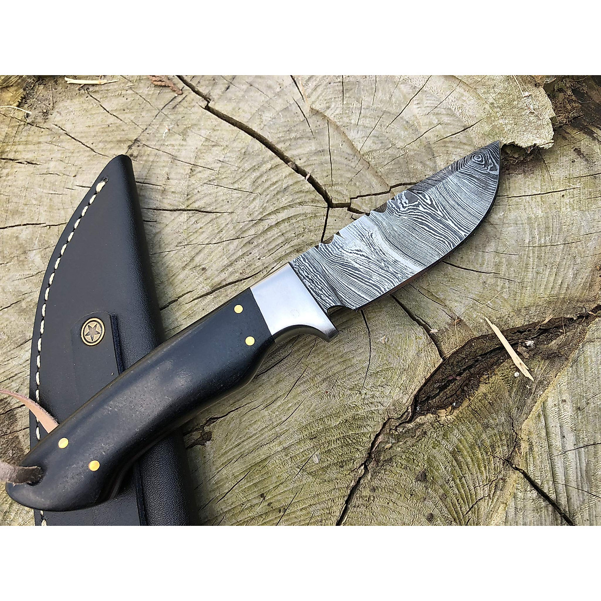 Perkin Damascus Steel Hunting Knife Bushcraft Camping Outdoor- SK1100