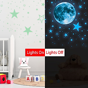 VUDECO Glow in The Dark Stickers Glow in The Dark Stars for Ceiling Glow in The Dark Moon and Glow Stars for Ceiling Over 1000 PCS Glow in The Dark Ceiling Decorations Perfect Kids Room Decor