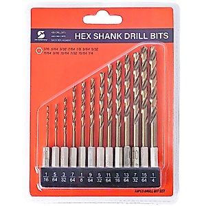 M35 Step Drill Bit Set 1/8"-7/8"(3 pcs), 1/4" Hex Shank HSS Four Spiral Flute Design, Impact Resistant - Perfect for DIYers and Professionals - Drill Through Metal, Stainless Steel, Wood