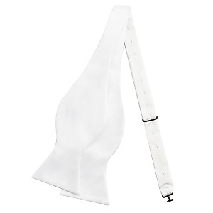 Alizeal Solid Self Bow Tie Woven Bowties for Men, White