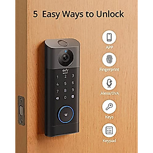 eufy Security S330 Video Smart Lock, 3-in-1 Camera+Doorbell+Fingerprint Keyless Entry Door Lock,BHMA, WiFi Door Lock,App Remote Control,2K HD,Doorbell Camera with Chime,No Monthly Fee,SD Card Required