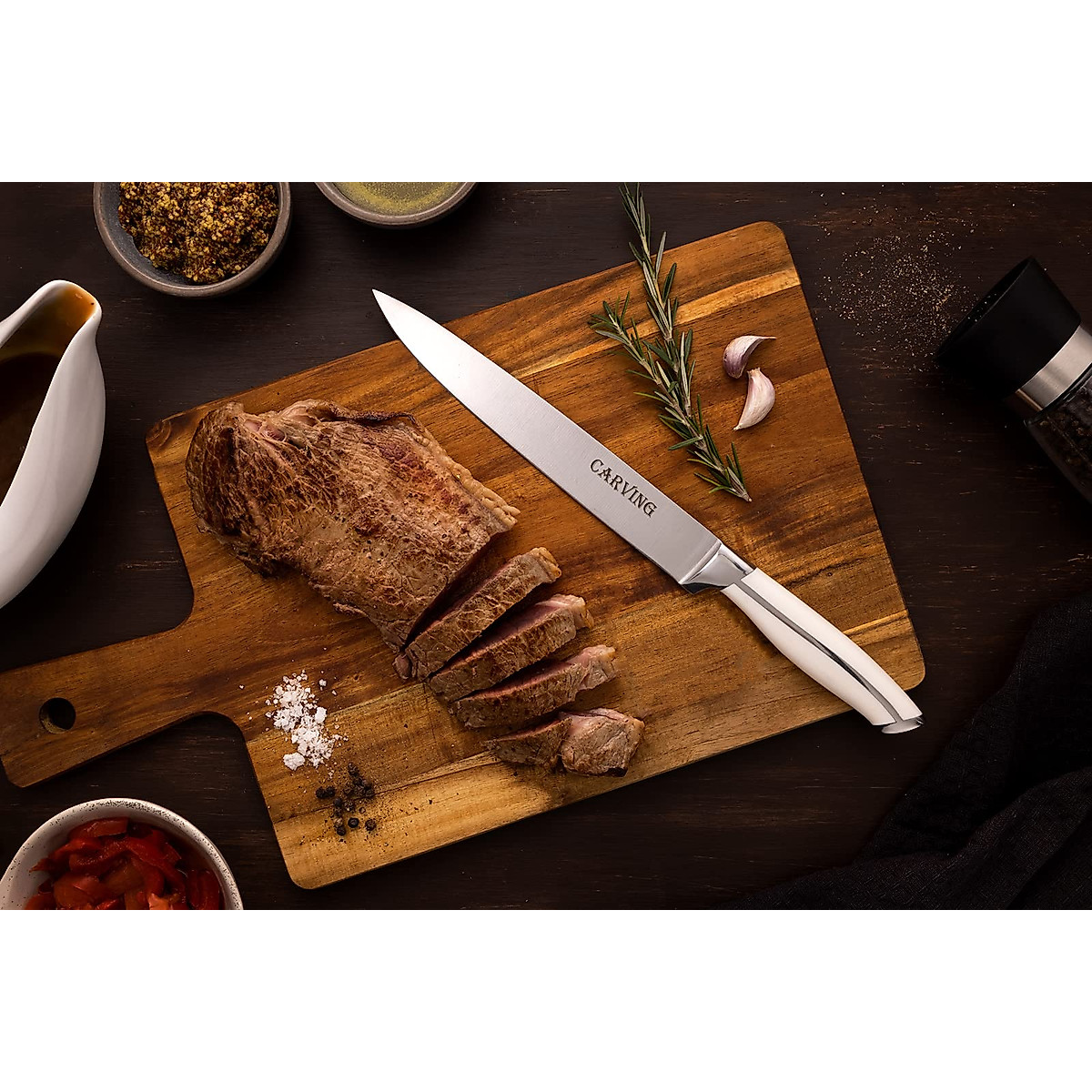 Blue Moon Stainless Steel 5-Piece Knife Set & Block