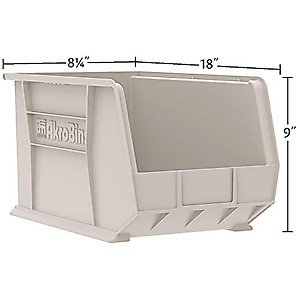 Akro-Mils 30265 AkroBins Plastic Storage Bins, Space-Saving Stackable Bins, Garage Organization Bins, Closet, Classroom Organization, Craft Storage, 18-Inch x 8.25-Inch x 9-Inch, Yellow, 6-Pack