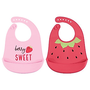Hudson Baby Unisex Baby Silicone Bibs, Strawberry, One Size