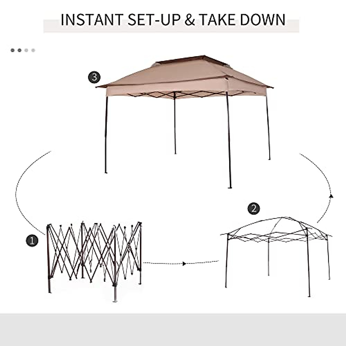 Outsunny 11' x 11' Pop Up Gazebo Outdoor Canopy Shelter with 2-Tier Soft Top, and Removable Zipper Netting, Event Tent with Large Shade, and Storage Bag for Patio, Backyard, Garden, Khaki