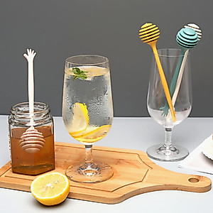 NUOBESTY 4pcs Honey Dippers Plastic Honey Stirrer Sticks Honey Spoon Syrup Stirrers for Honey Jar Dispense Drizzle Honey Kitchen Gadgets Green Beige Yellow