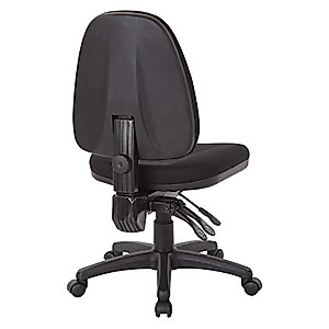 Office Star Ergonomic Dual Function Office Task Chair with Adjustable Padded Back and Built-in Lumbar Support, Armless, Icon Black Fabric