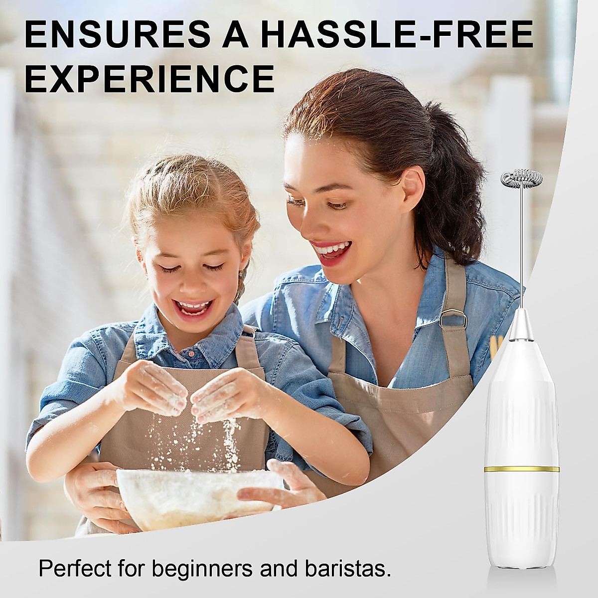 2 Pack Milk Frother, Mini Milk Frother Handheld,Drink Mixer Handheld for Coffee Bar Accessories, Latte, Cappuccino, Frappe, Matcha, Hot Chocolate, Egg,Frother Wand Gift-White