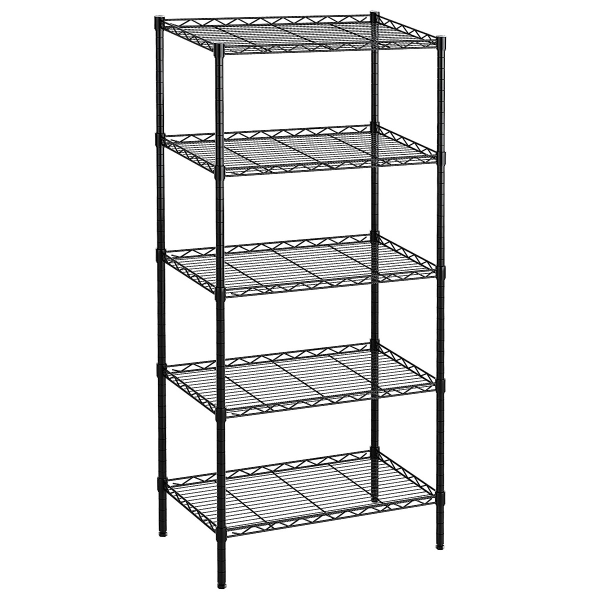 Txxplv 5-Tier Storage Shelves Wire Shelving Unit Adjustable Metal Shelf Organizer Unit for Kitchen Laundry Garage (Black)