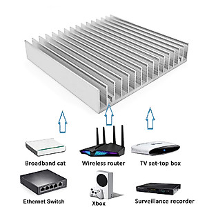 Awxlumv 100mm Heatsink 100x100x18mm/ 3.94''x3.94''x0.71'' Heat Sinks Radiator for Circuit Board Transistor Semiconductor Devices Control System Multimedia Components Equipment with 16 Fins - Sliver
