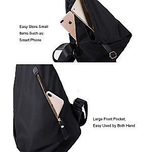 PAOIXEEL Nylon Vintage Backpack, Casual Daypack Outdoor Travel Rucksack Hiking Backpacks for Men and Women, Black