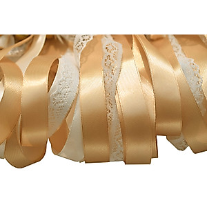 Kingsnow 50 Pack Champagne Lace Ribbon Wands Party Streamers with Bells Silk Fairy Stick Wand Party Favors for Wedding Send off Party Activities Baby Shower Holiday Celebration