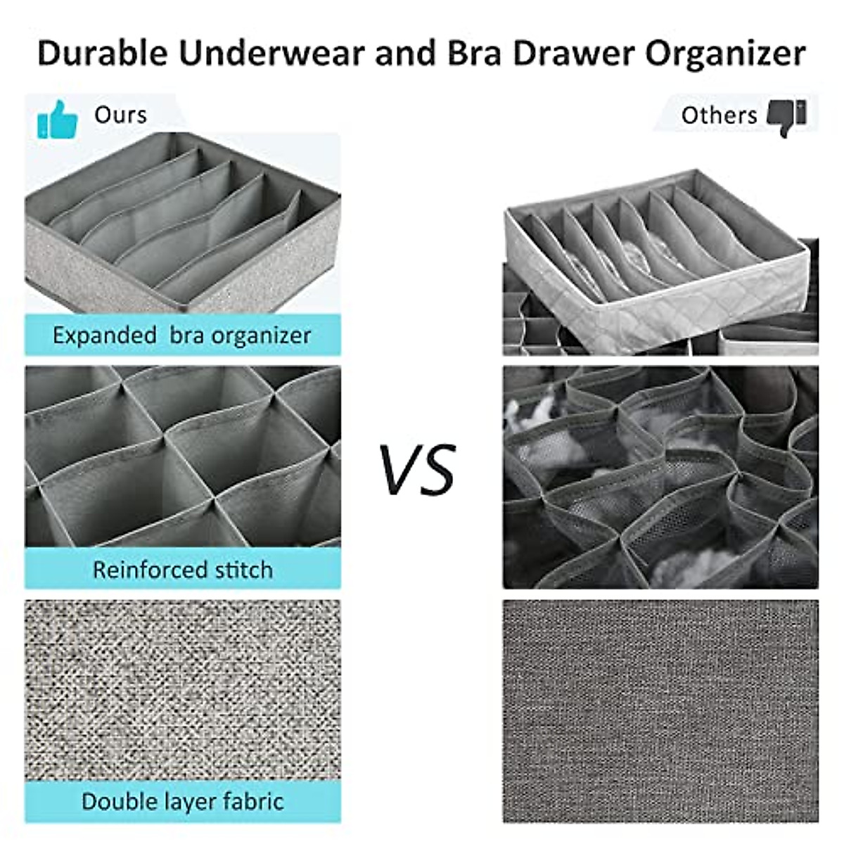 GOGOODA 8 Pack Drawer Organizer for Underwear Bra Sock Tie and Delicats Small Items