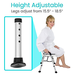 Vive Shower Chair For Elderly And Disabled - Folding Seat With Arms And Back - Foldable Bathroom Chairs For Sitting, Inside Shower - Portable For Travel - Fold Down, Collapsible, Compact & Comfortable