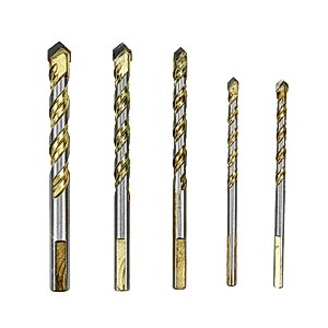 Rannb 5pcs Masonry Drill Bits Four Sizes 6mm,8mm,10mm,12mm Drilling Dia Triangle Hand Drill Bit Set for Metal Concrete Tile Glass Wood Marble Ceramic Brick