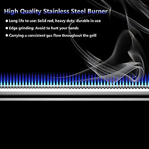 ProFire Burner for Weber Q100, Q120, Q1000, Q1200, Baby Q Gas Grill, 17inch 304 Stainless Steel Burner Tube 386001, 386002, 516002, 516001, 50060001, 51060001 Replacement Part 69957, 41657 60040